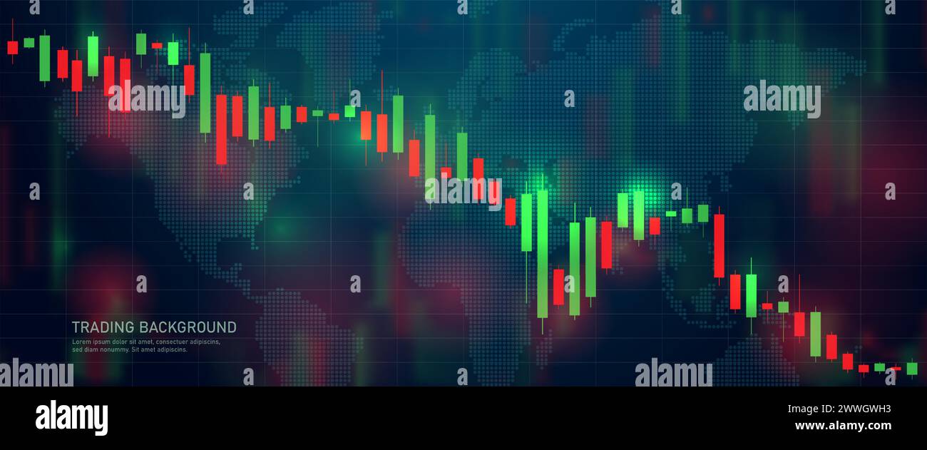 Trading candlestick chart of stock finance on a dark background ...