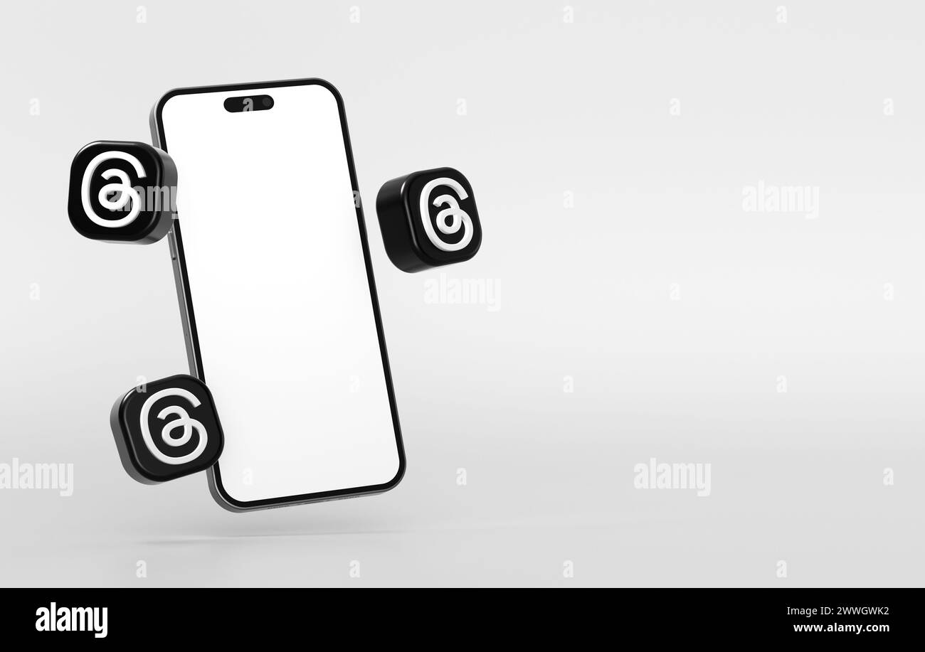 Valencia, Spain - March, 2024: Threads app icons with mobile phone ...
