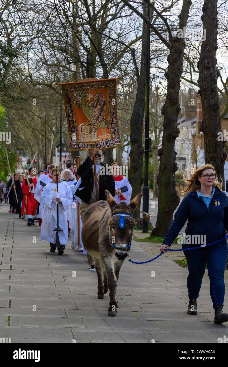 Palm Sunday donkey procession, St John's Church, Notting Hill, London ...