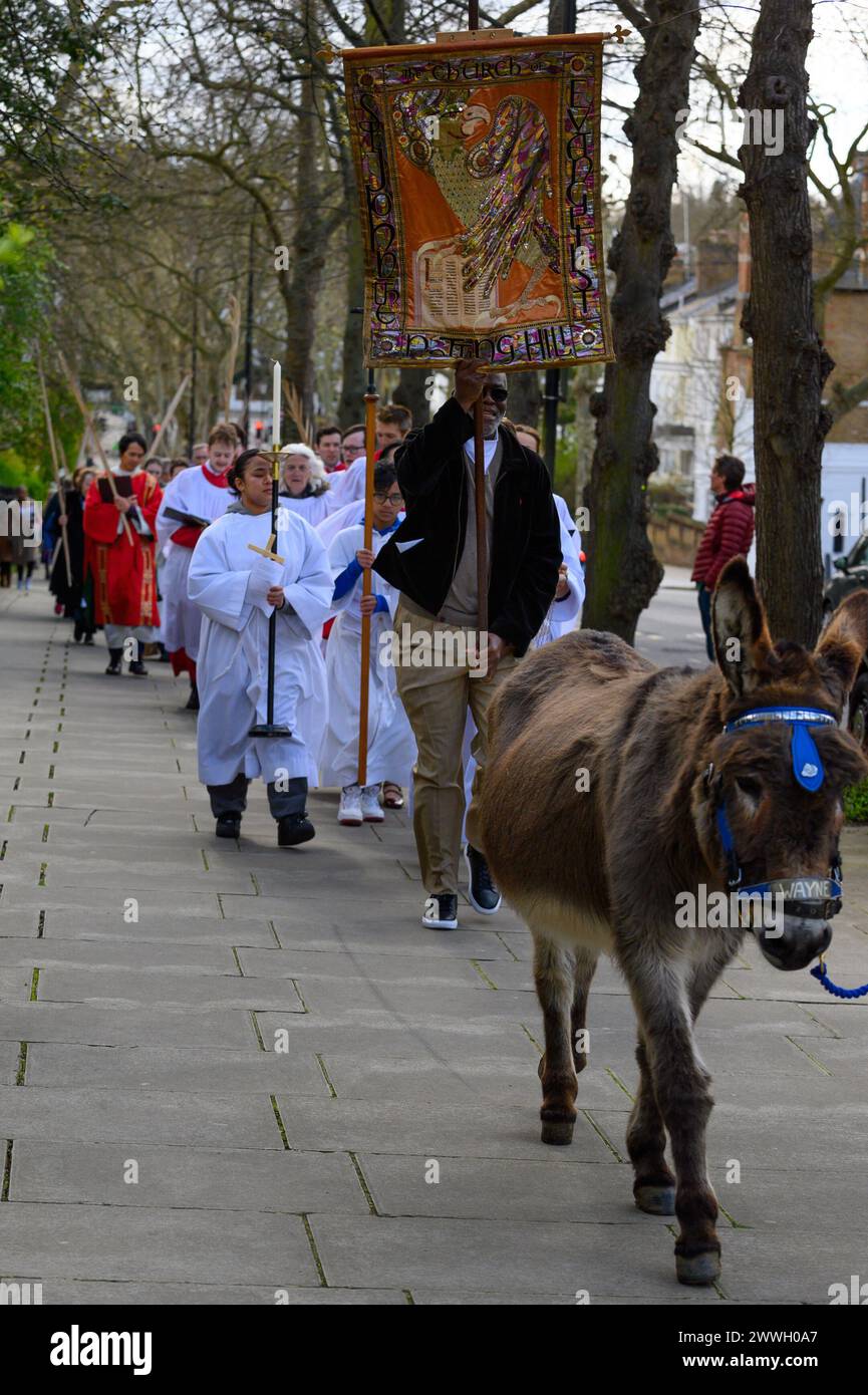 Palm Sunday donkey procession, St John's Church, Notting Hill, London ...