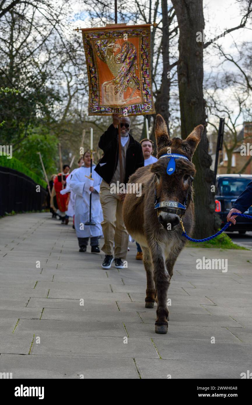 Palm Sunday donkey procession, St John's Church, Notting Hill, London ...