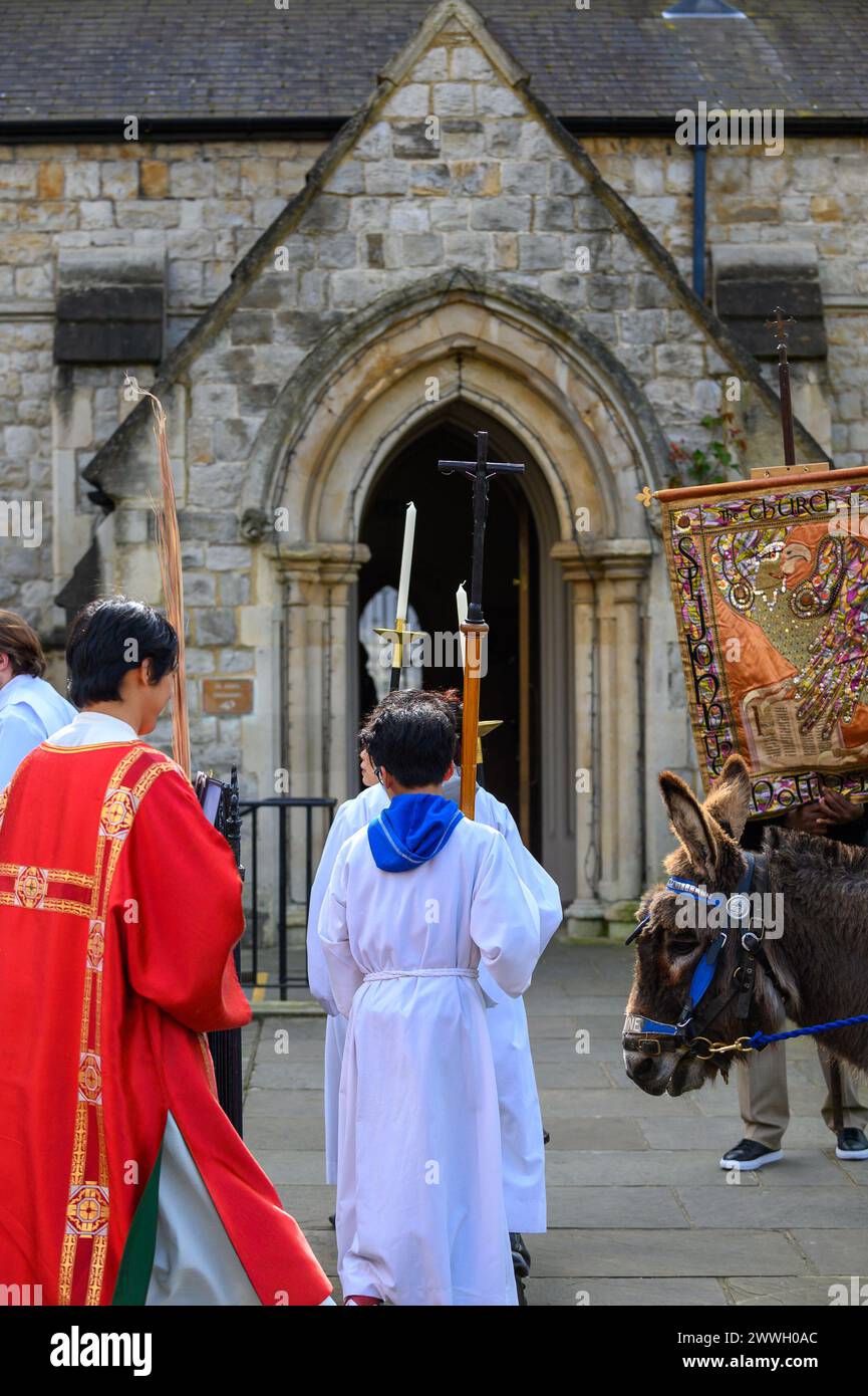 Palm Sunday donkey procession, St John's Church, Notting Hill, London ...
