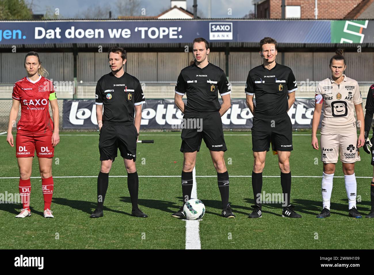 Zulte, Belgium. 23rd Mar, 2024. referee Bernd Vandenbussche and ...