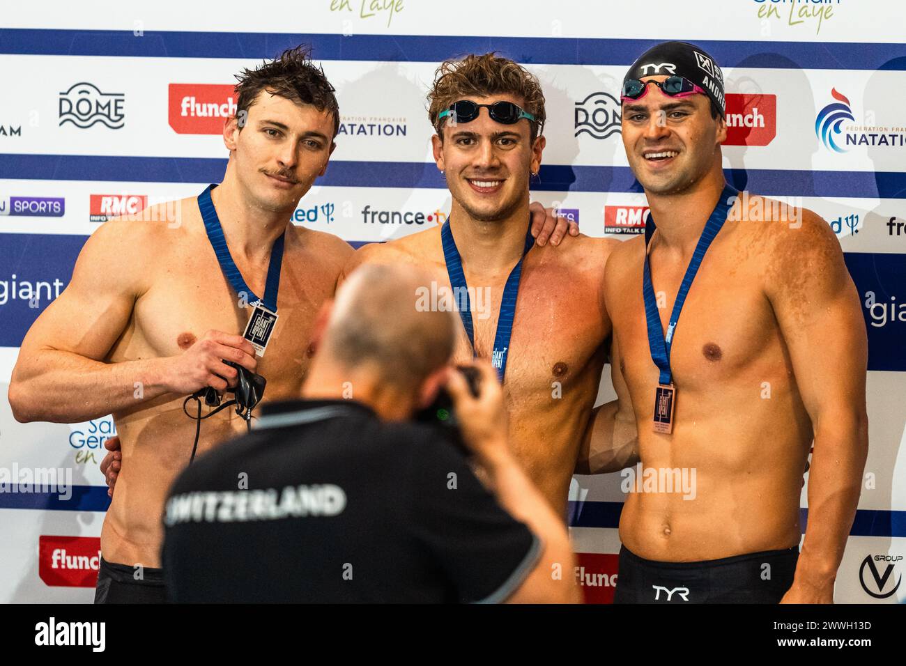 Noe PONTI (SUI) and Maxime GROUSSET (FRA) and Michael ANDREW (USA), men ...