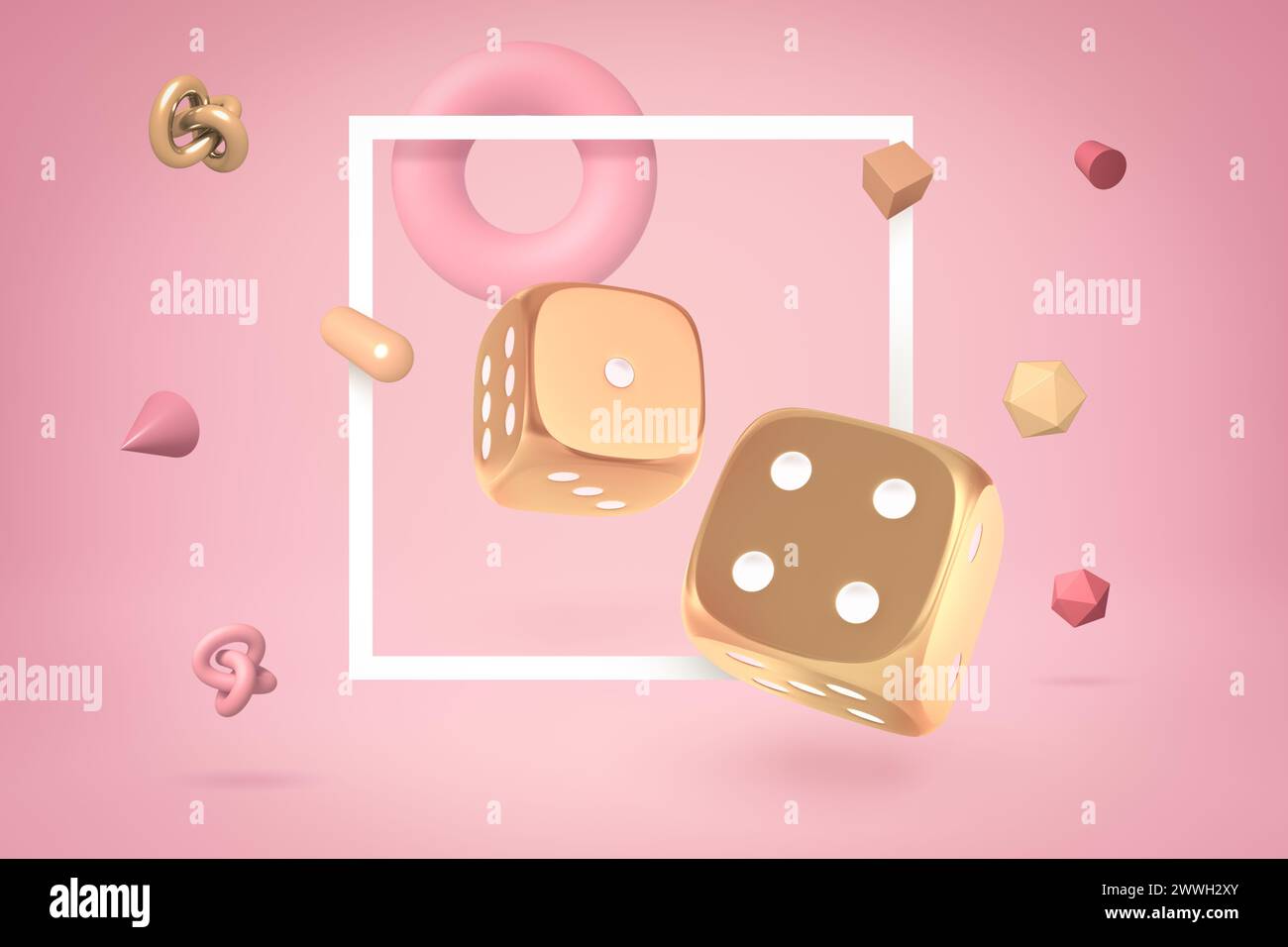 Gold dice 3d hi-res stock photography and images - Alamy
