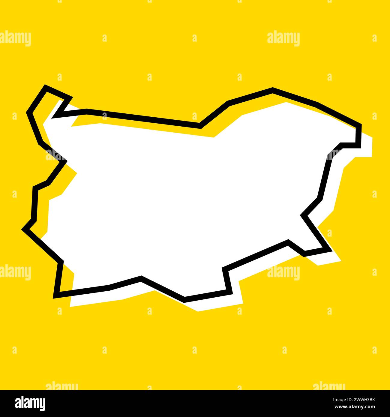 Bulgaria country simplified map. White silhouette with thick black ...