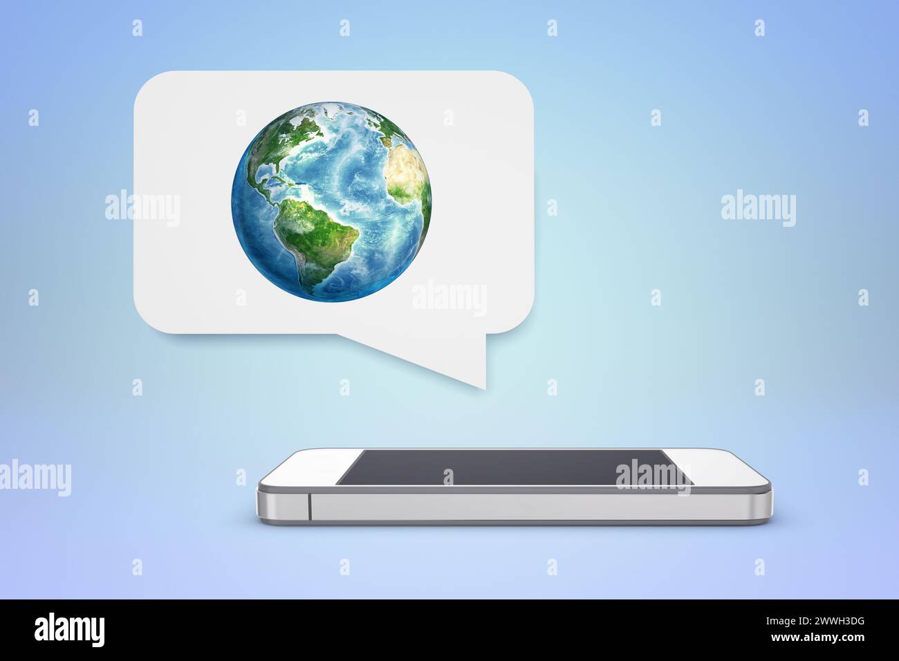 Globe over smartphone indicating global connectivity Stock Photo - Alamy