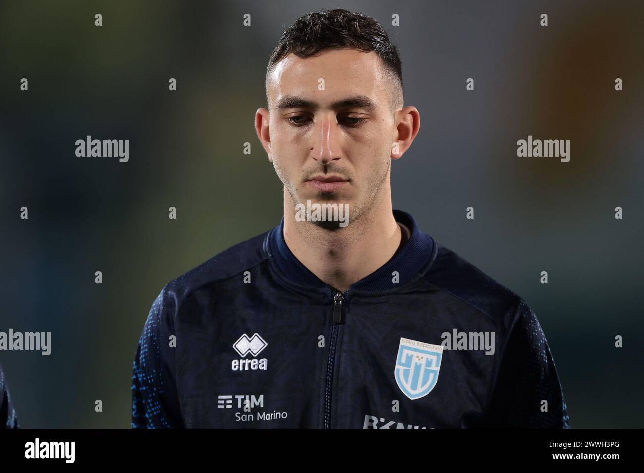 Serravalle, Italy. 20th Mar, 2024. Michele Cevoli of San Marino reacts ...