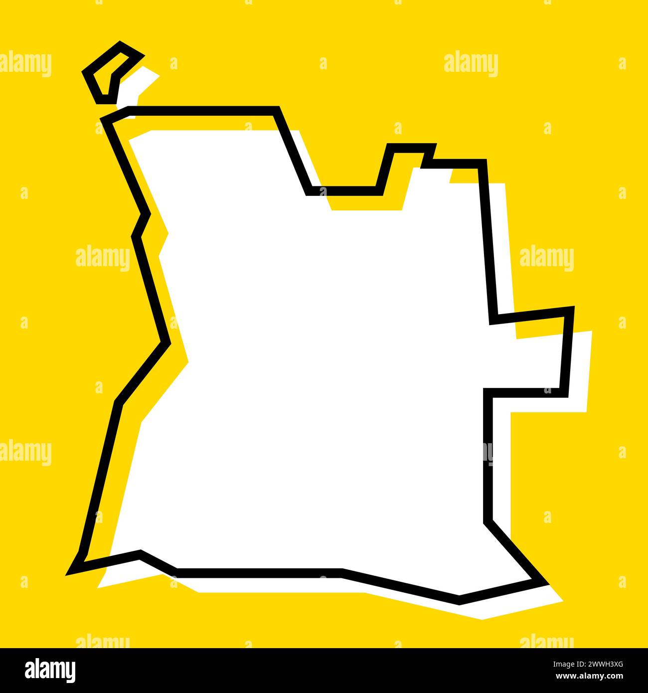 Angola country simplified map. White silhouette with thick black ...
