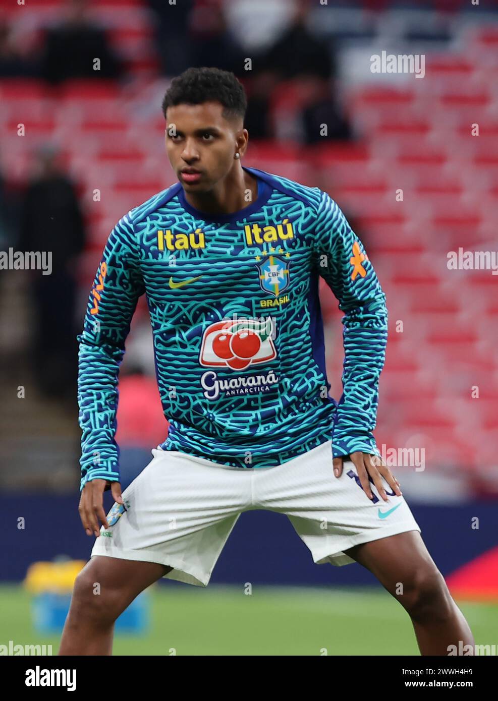 Rodrygo(Real Madrid)of Brazil during the pre-match warm-up during ...