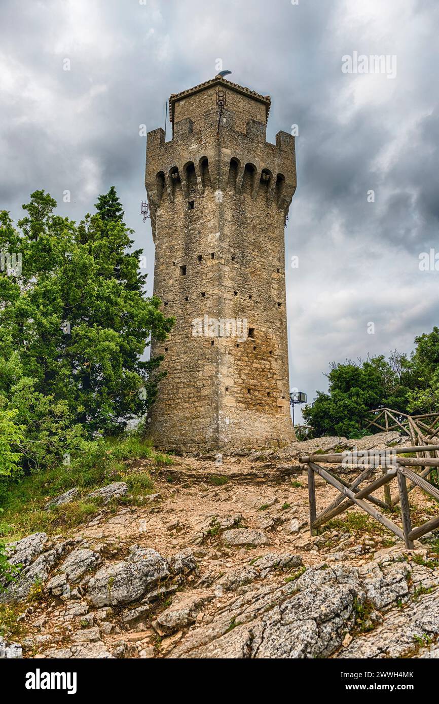 Montale Tower, aka Third Tower, on Monte Titano, one of the iconic ...
