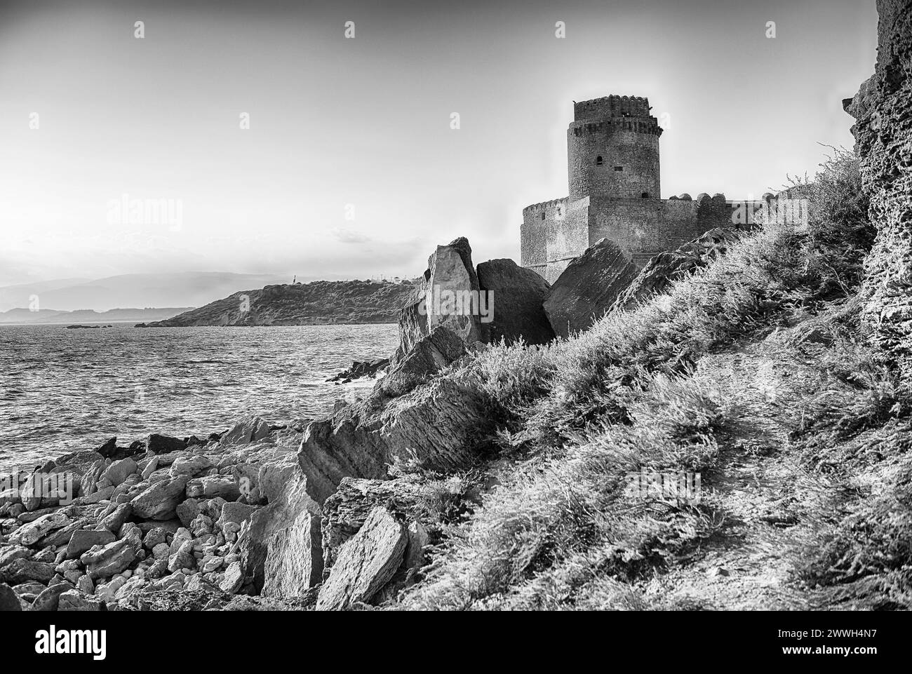 View of the scenic Aragonese Castle, aka Le Castella, on the Ionian Sea ...