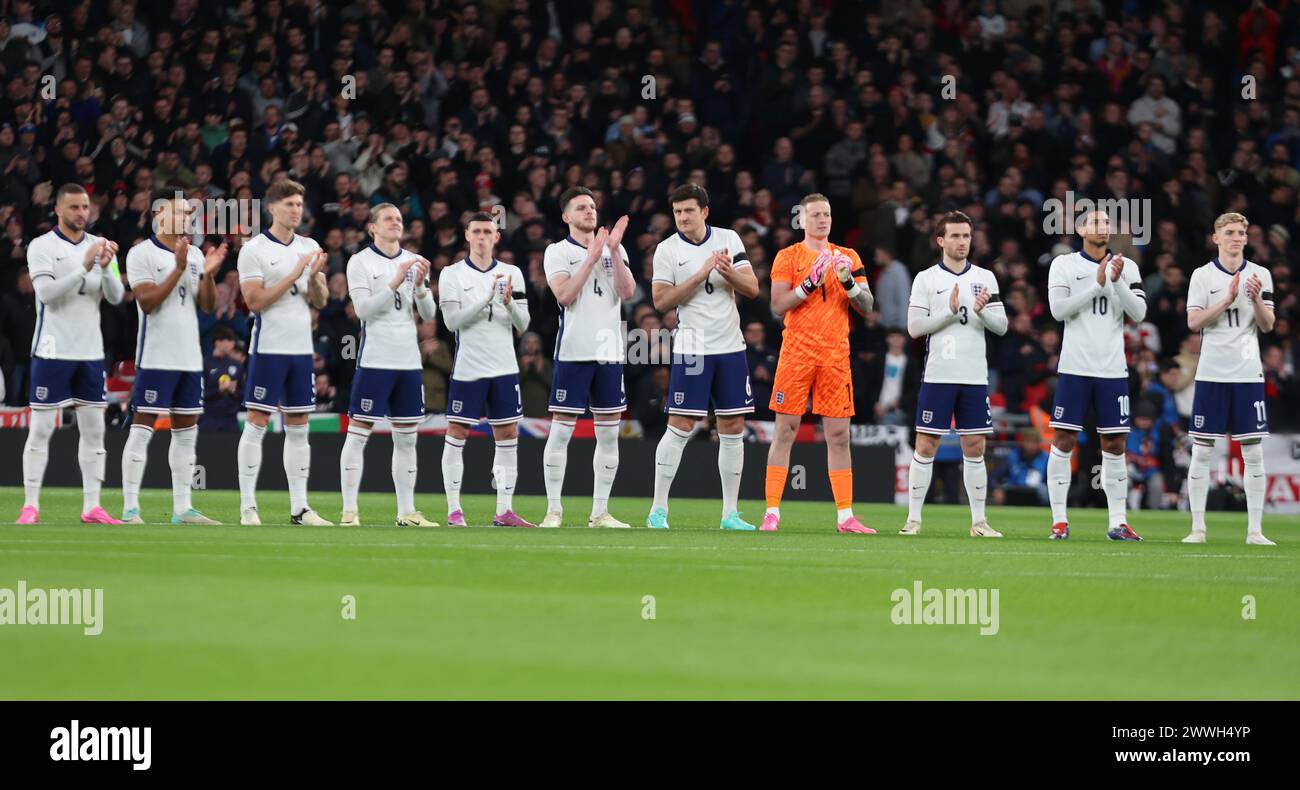 L-R Kyle Walker(Manchester City)of England Ollie Watkins(Aston Villa)of ...