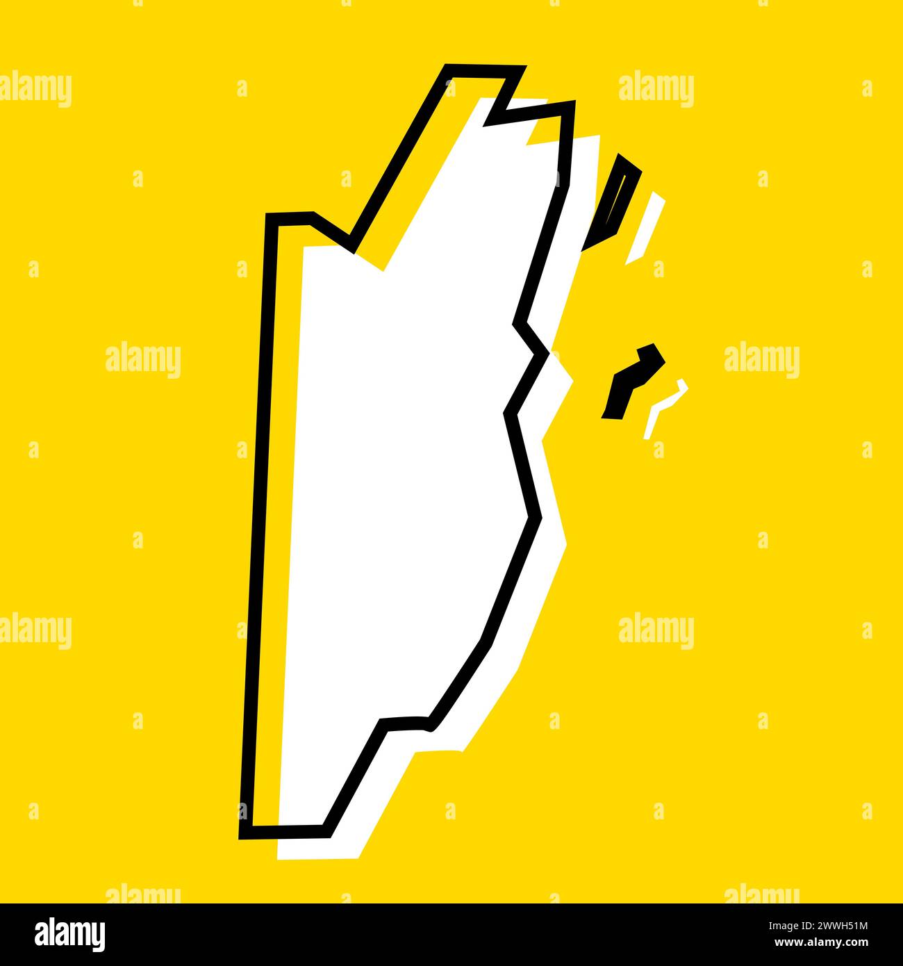 Belize country simplified map. White silhouette with thick black ...