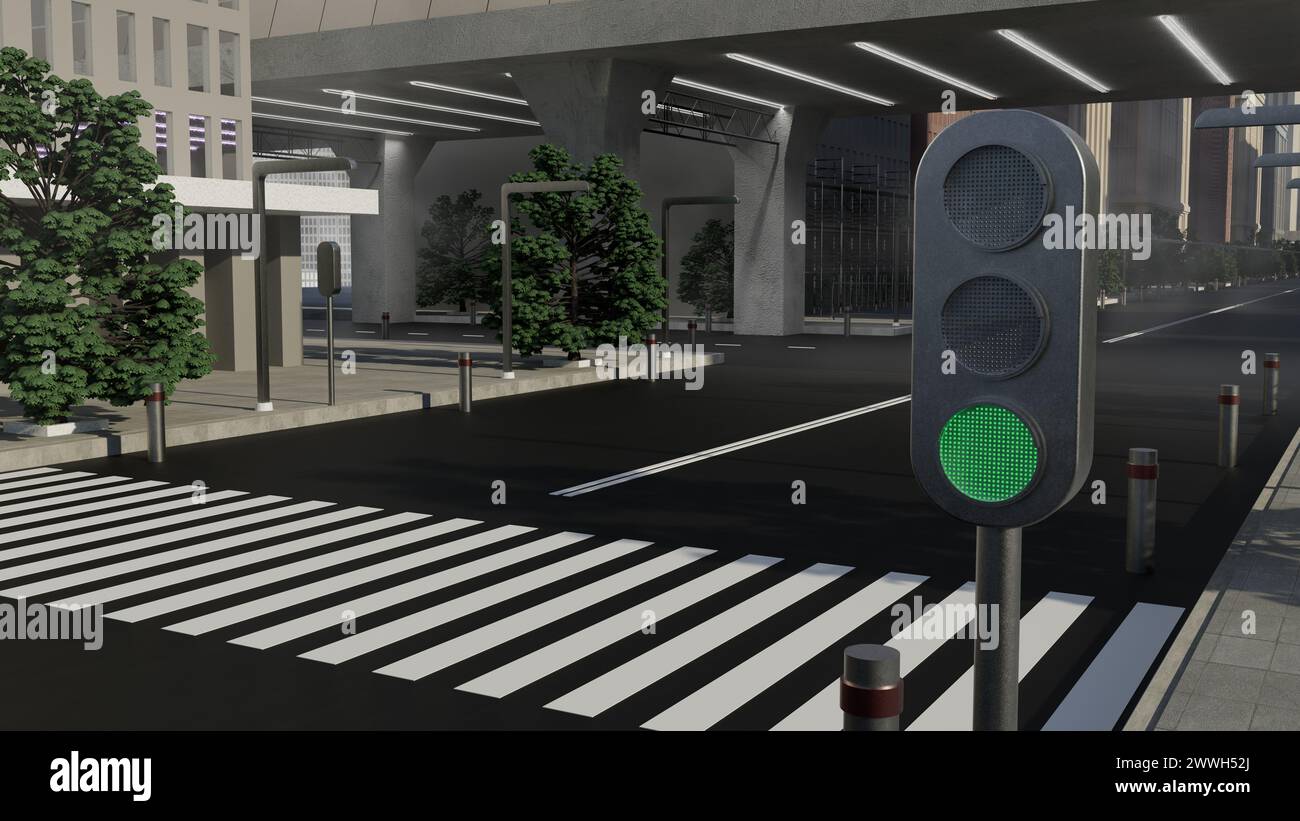 A green traffic light is lit up on a street Stock Photo - Alamy