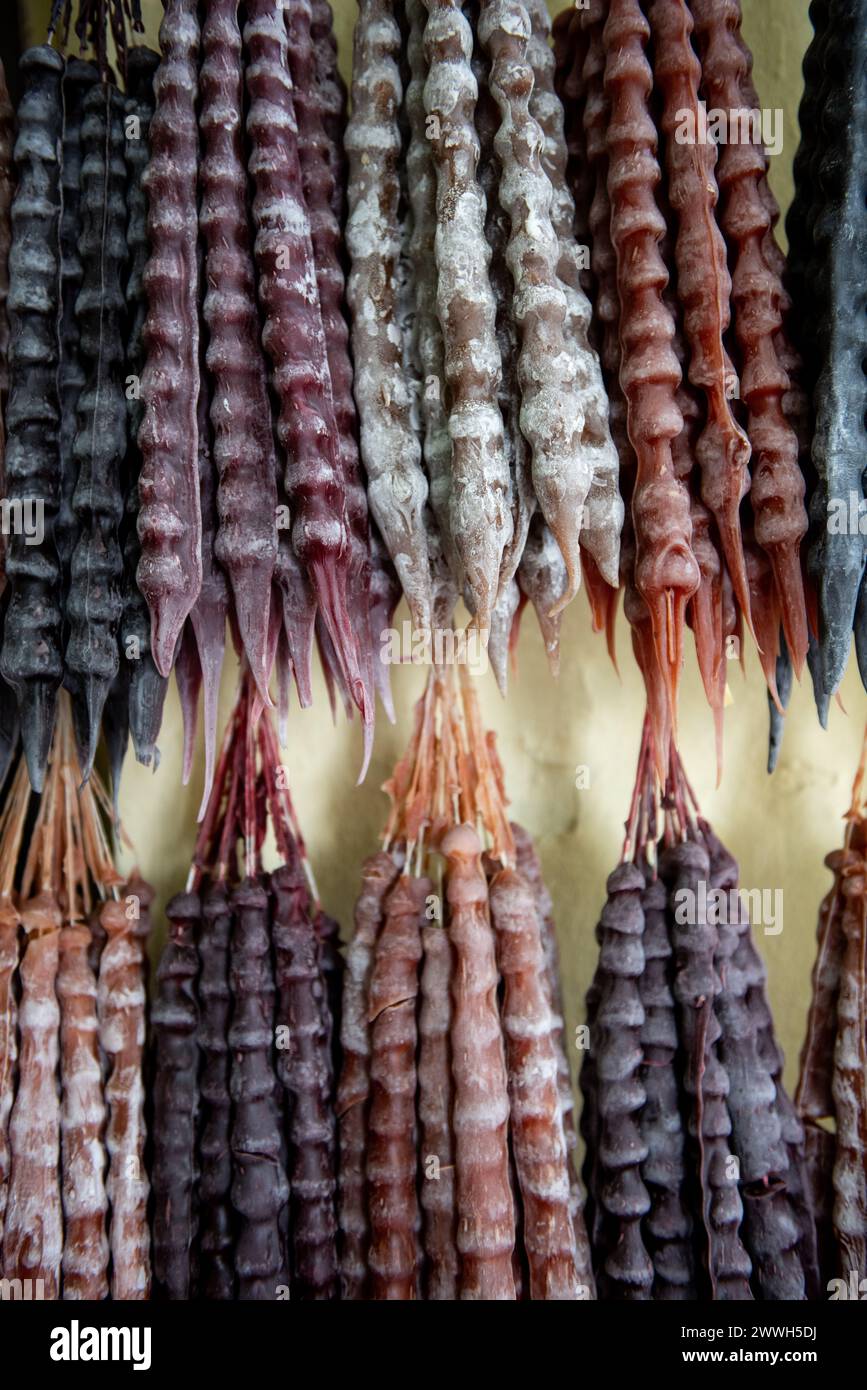 Churchkhela, a popular, traditional, Georgian, candle-shaped candy ...