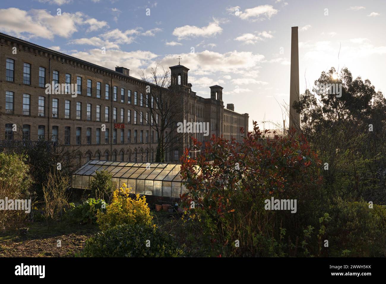 The Italianate façade of Salts Mill, a former textile mill in the World ...