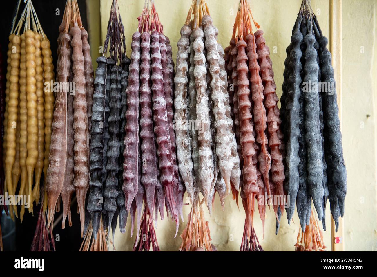 Churchkhela, a popular, traditional, Georgian, candle-shaped candy ...