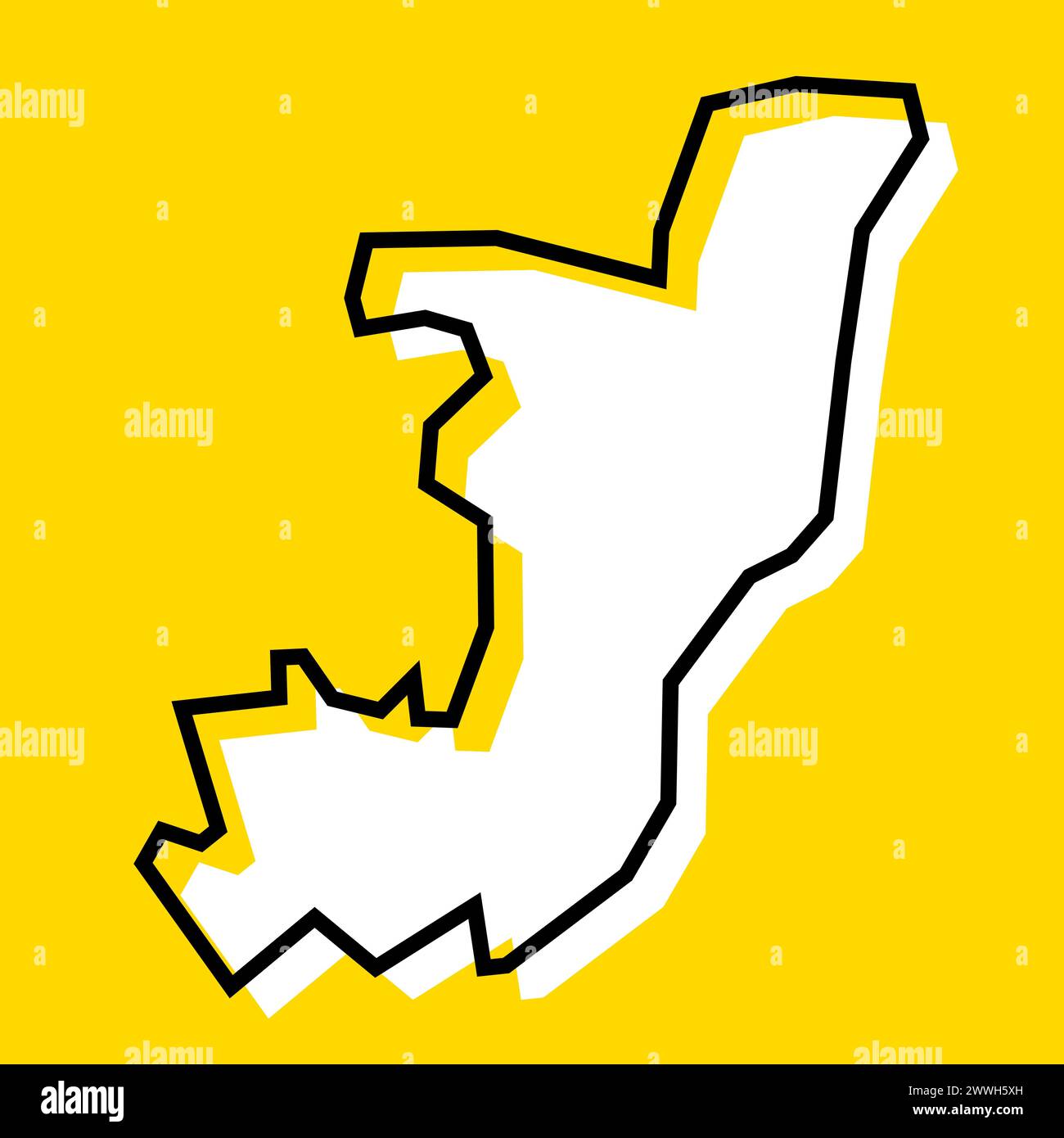 Republic of the Congo country simplified map. White silhouette with ...