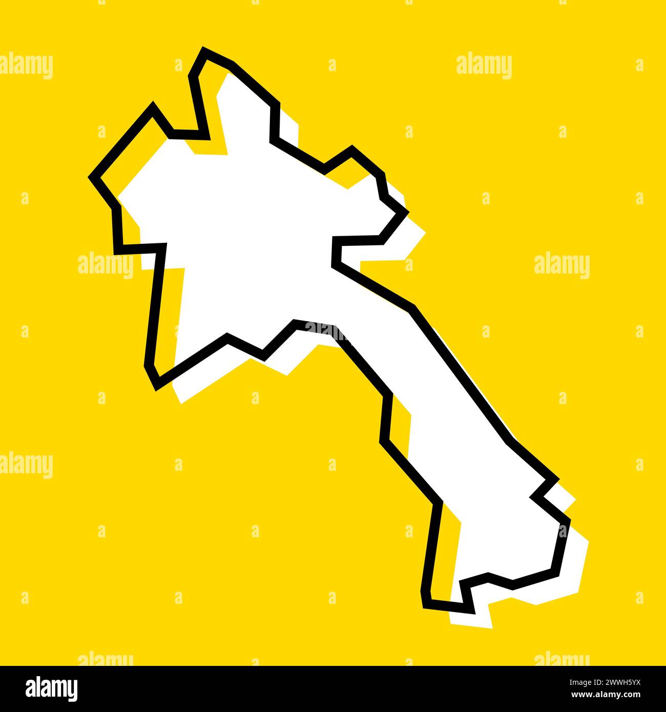 Laos country simplified map. White silhouette with thick black contour ...