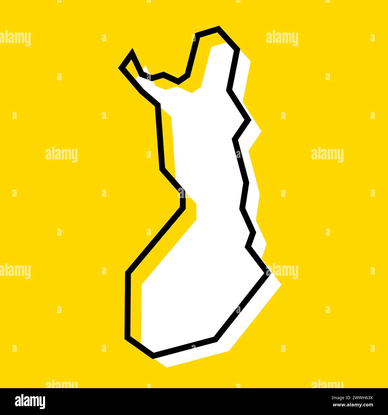 Finland country simplified map. White silhouette with thick black ...