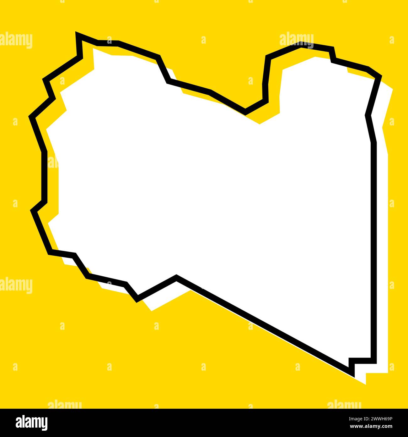 Libya country simplified map. White silhouette with thick black contour ...