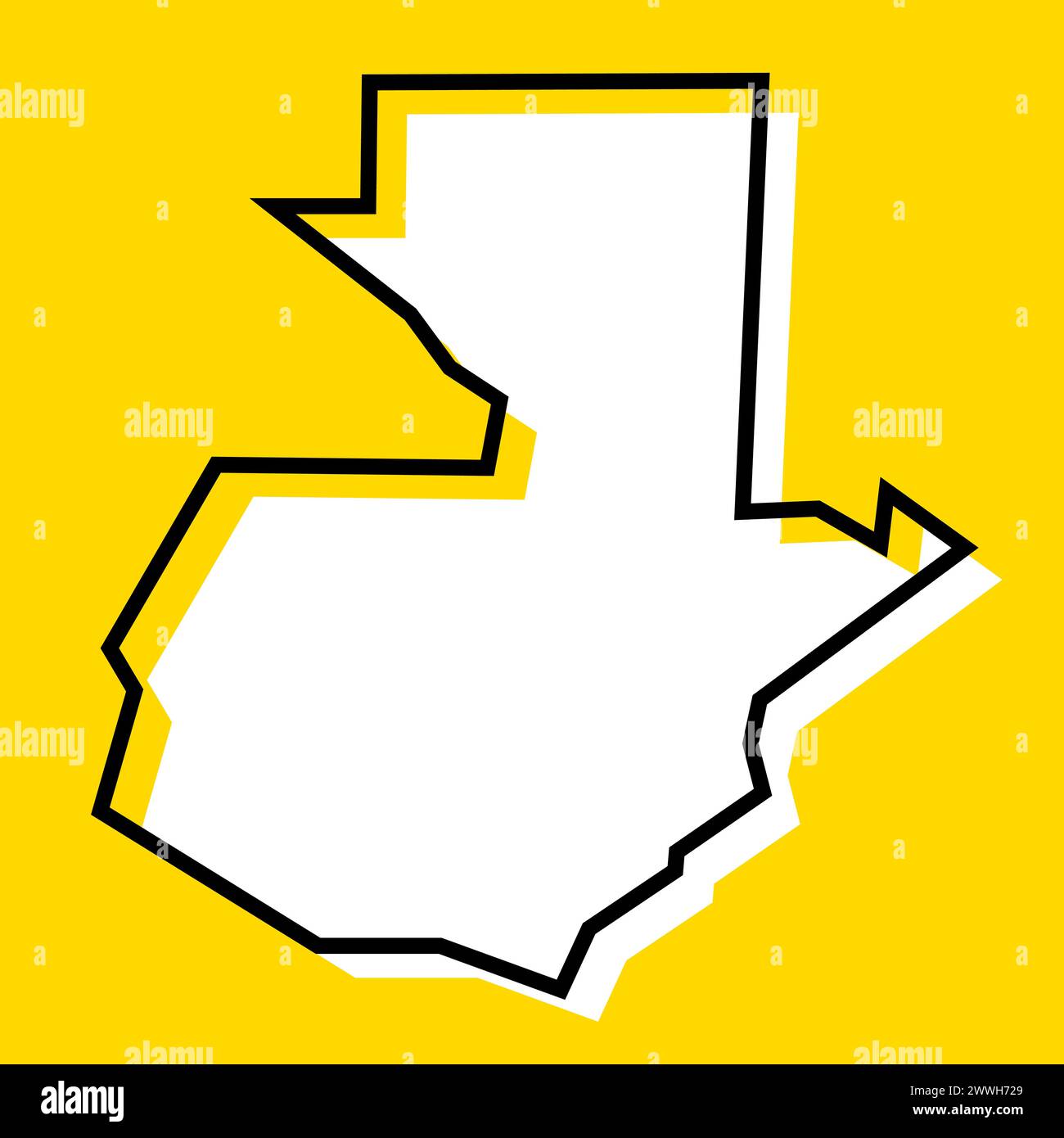 Guatemala country simplified map. White silhouette with thick black ...