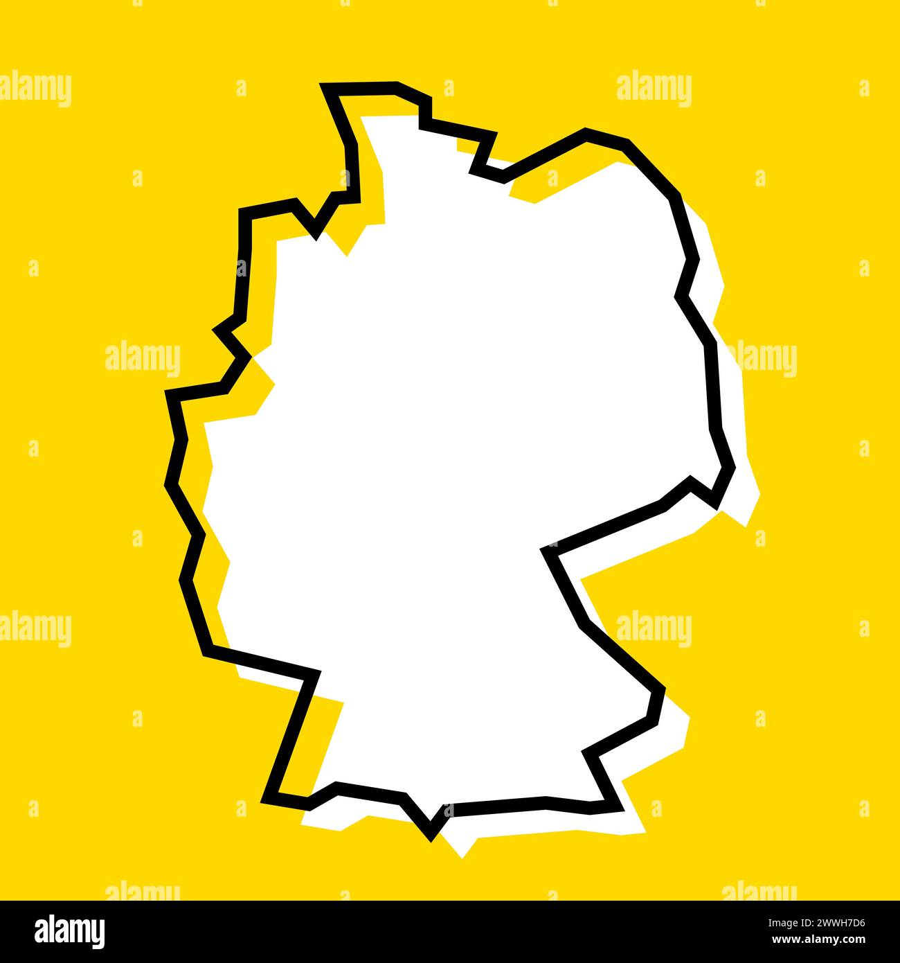 Germany country simplified map. White silhouette with thick black ...
