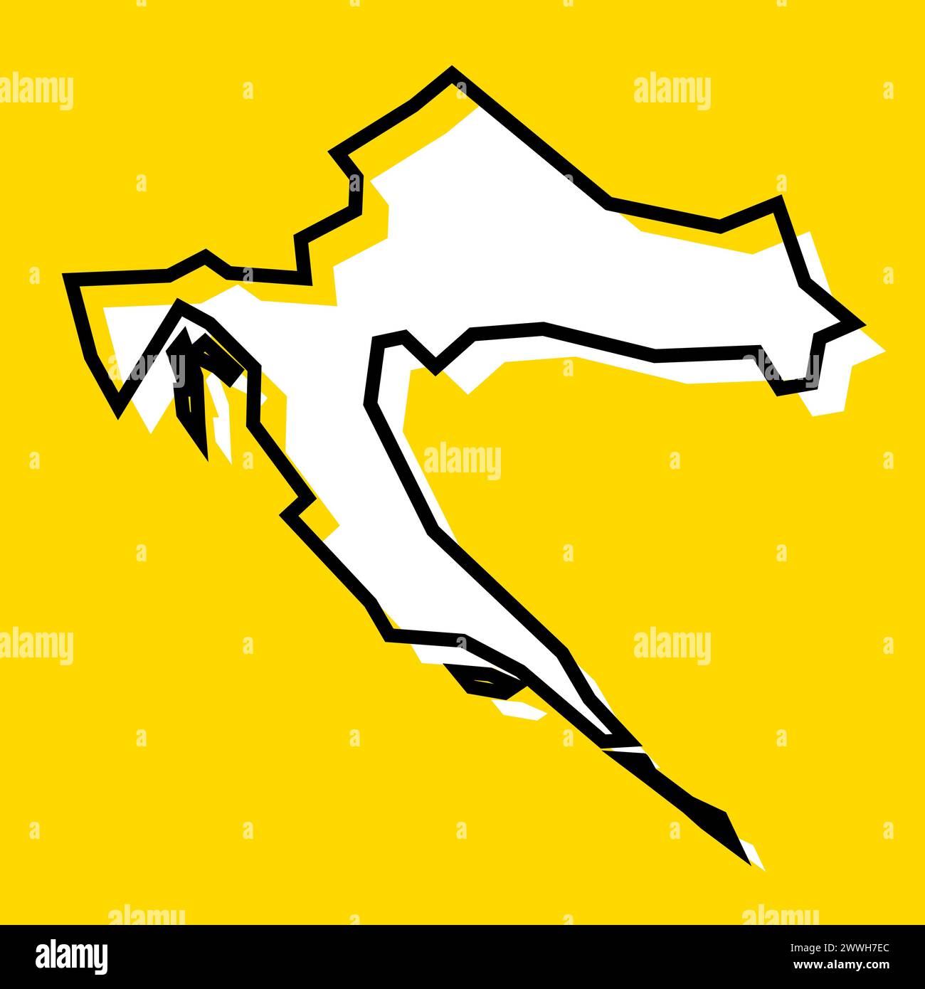 Croatia country simplified map. White silhouette with thick black ...