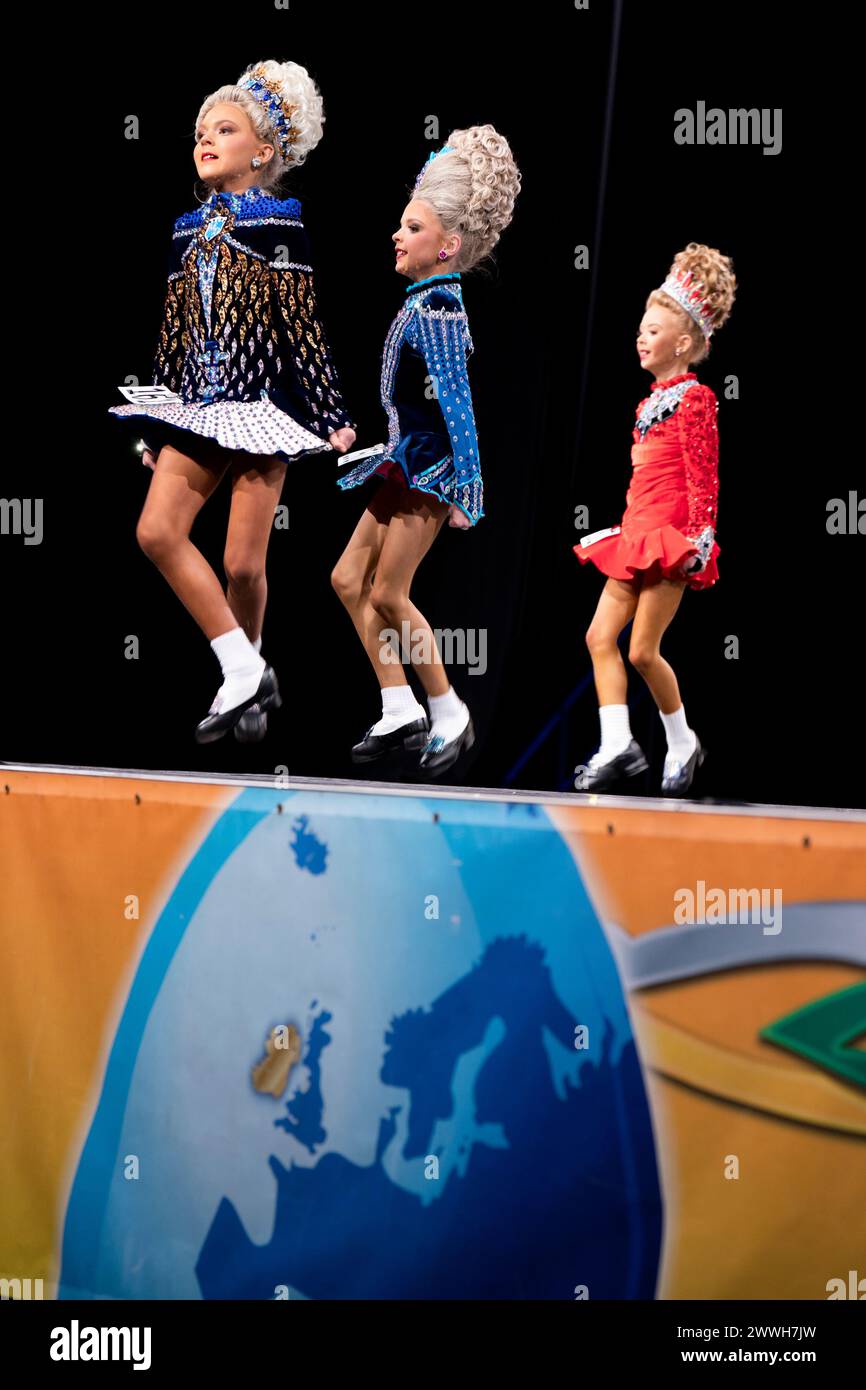 Competitors during the first day of the World Irish Dance Championships ...