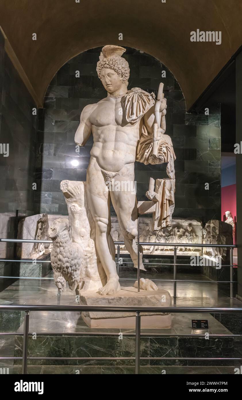 Hermes statue at the Antalya Museum or Antalya Archeological Museum ...