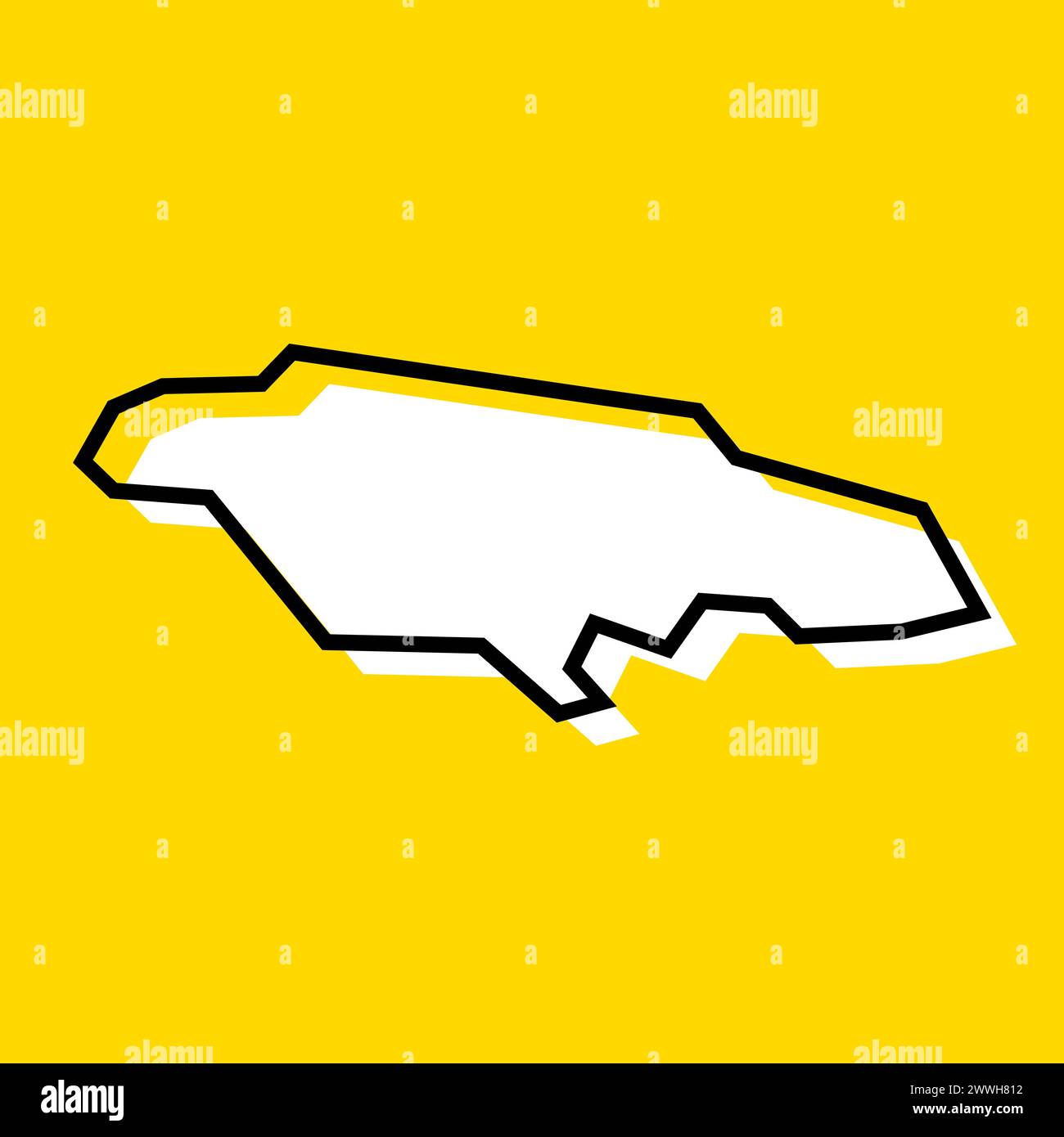 Jamaica country simplified map. White silhouette with thick black ...