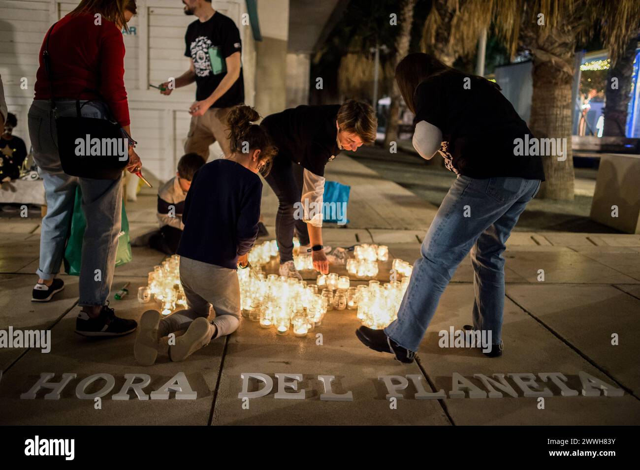 Members of the World Wildlife Foundation (WWF) are seen lighting ...