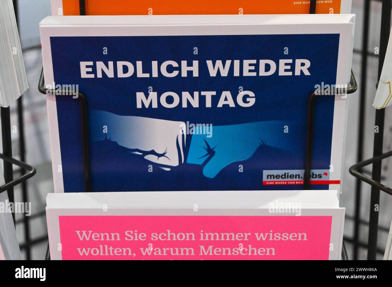 Leipziger Buchmesse 2024, Messe in Leipzig. Foto: Postkarte, Endlich ...