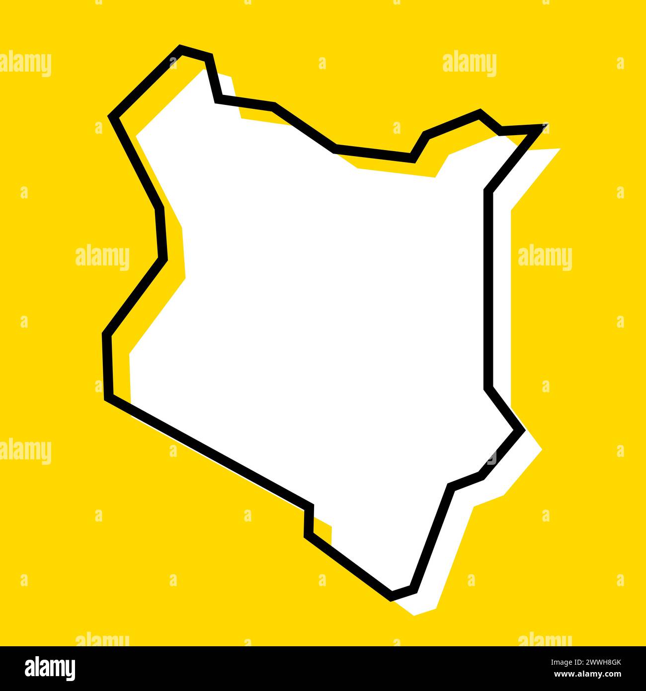 Kenya country simplified map. White silhouette with thick black contour ...