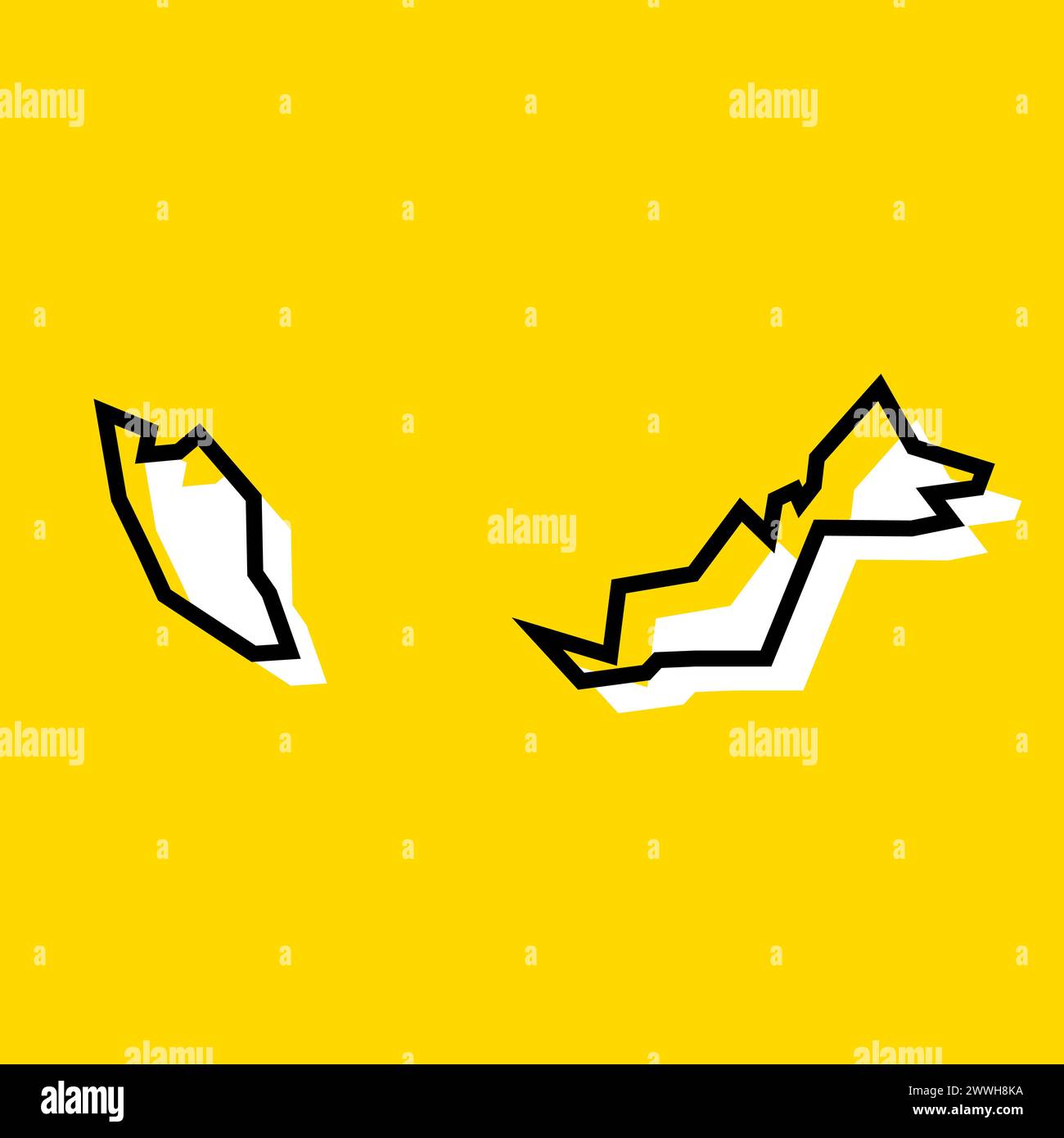 Malaysia Country Simplified Map White Silhouette With Thick Black