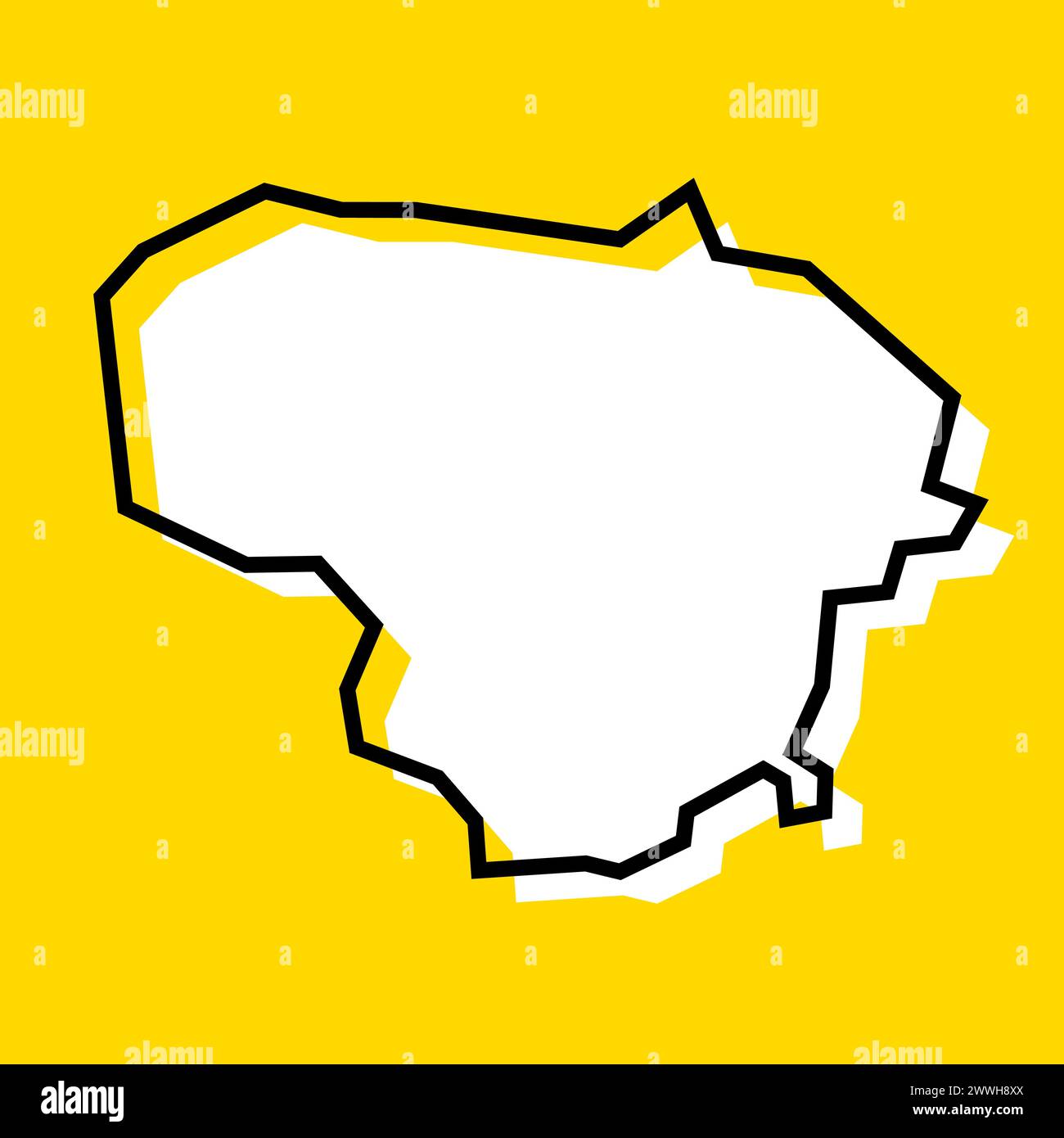 Lithuania country simplified map. White silhouette with thick black ...