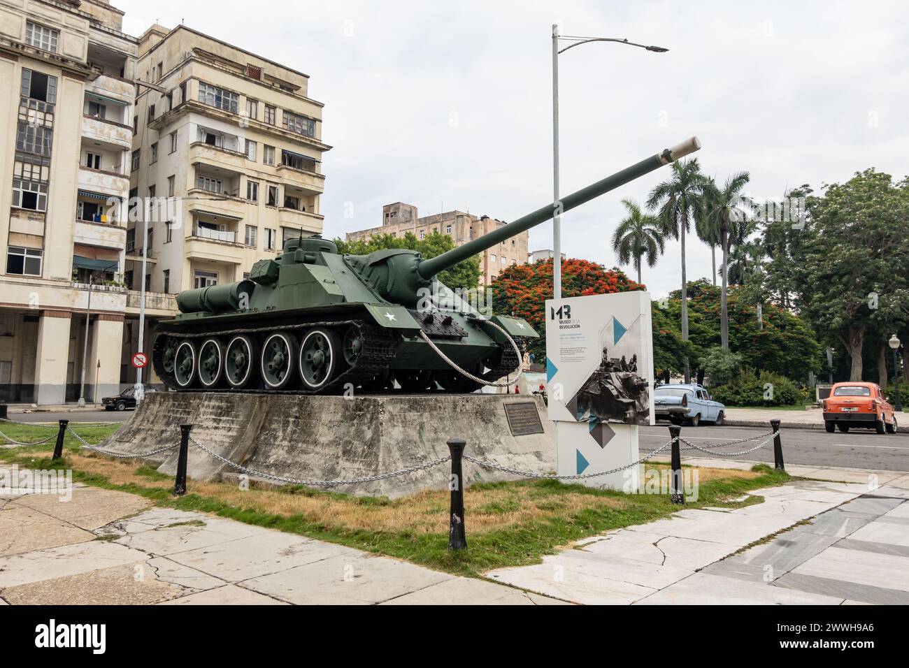 HAVANA, CUBA - AUGUST 28, 2023: SAU-100 tank at Museo de la Revolucion ...
