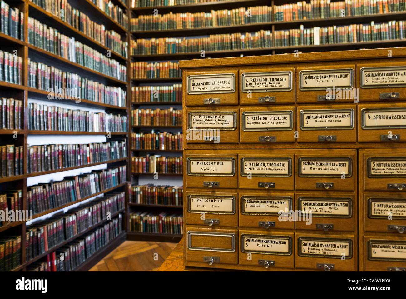 Shelves with old books, library of the Allgemeine Lesegesellschaft ...