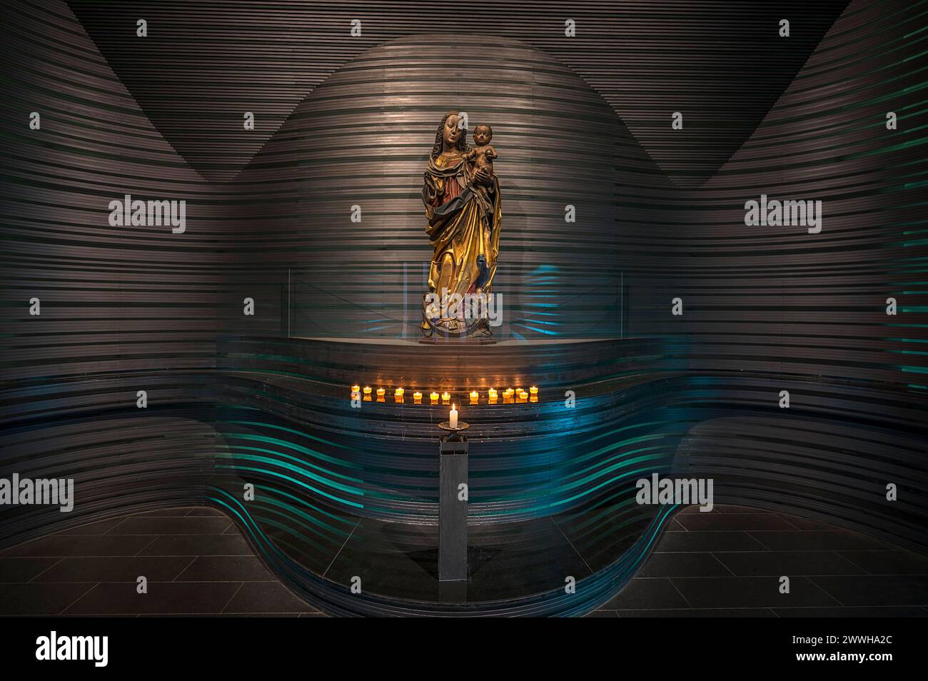 Modern Marian chapel with a sculpture of Mary with child from around ...