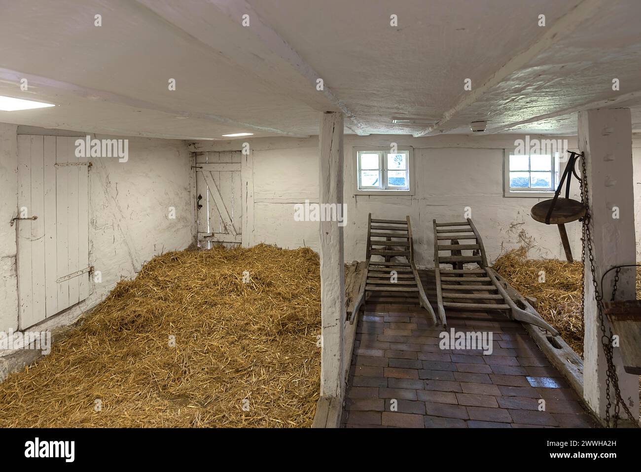 Former cattle shed in a historic farmhouse from the 19th century ...