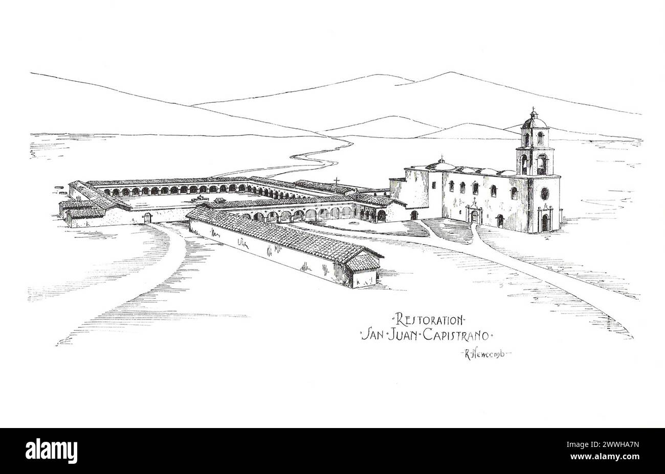 Artist Rexford Newcomb's conception of Mission San Juan Capistrano ...