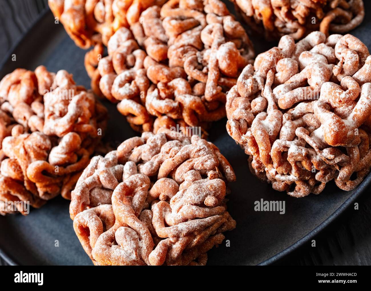 close-up of tippaleipa, traditional finnish may day funnel cakes deep ...