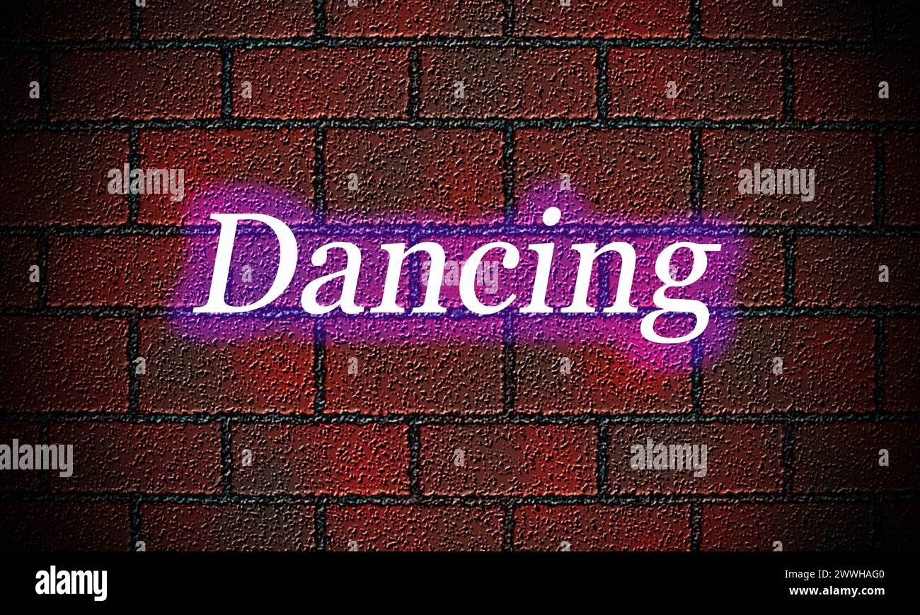 A manually created illustration of a brick wall with the word dancing ...