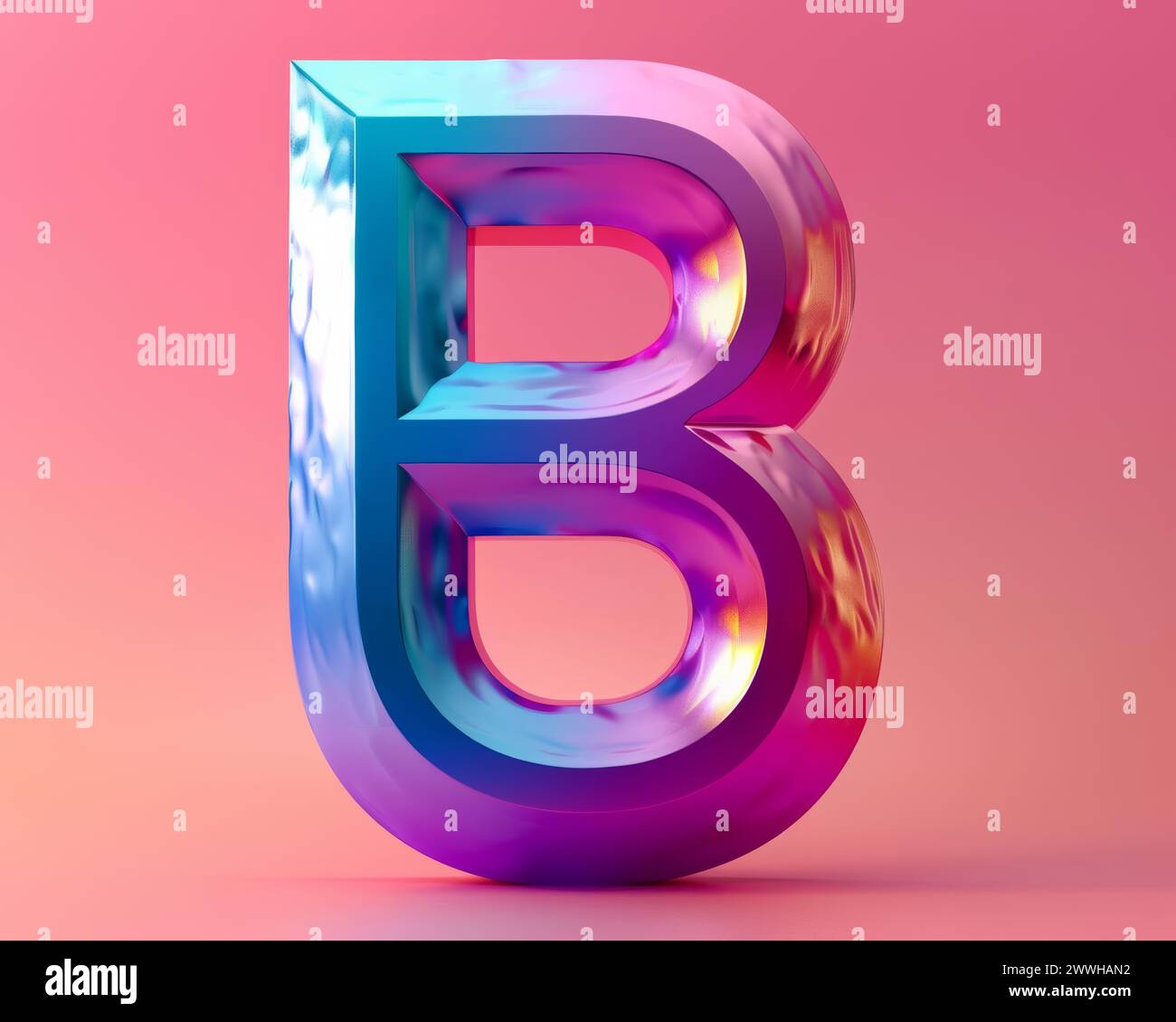 The letter B is made of shiny, colorful material and is sitting on a ...