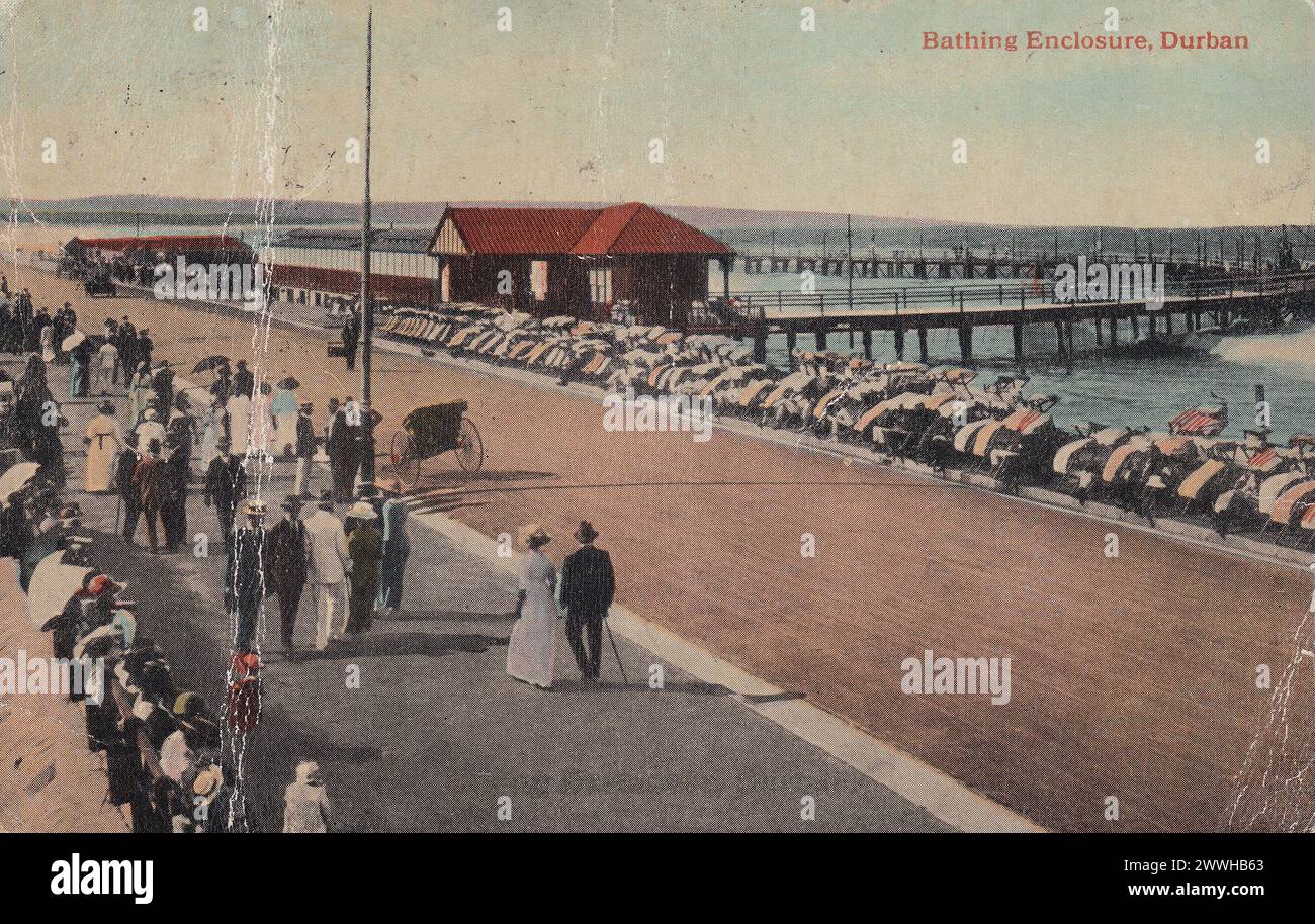 Vintage postcard of Bathing Enclosure, Durban, South Africa, 1900s ...