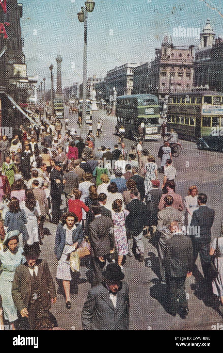 Vintage postcard of O'Connell Street, Dublin, 1940s Stock Photo - Alamy