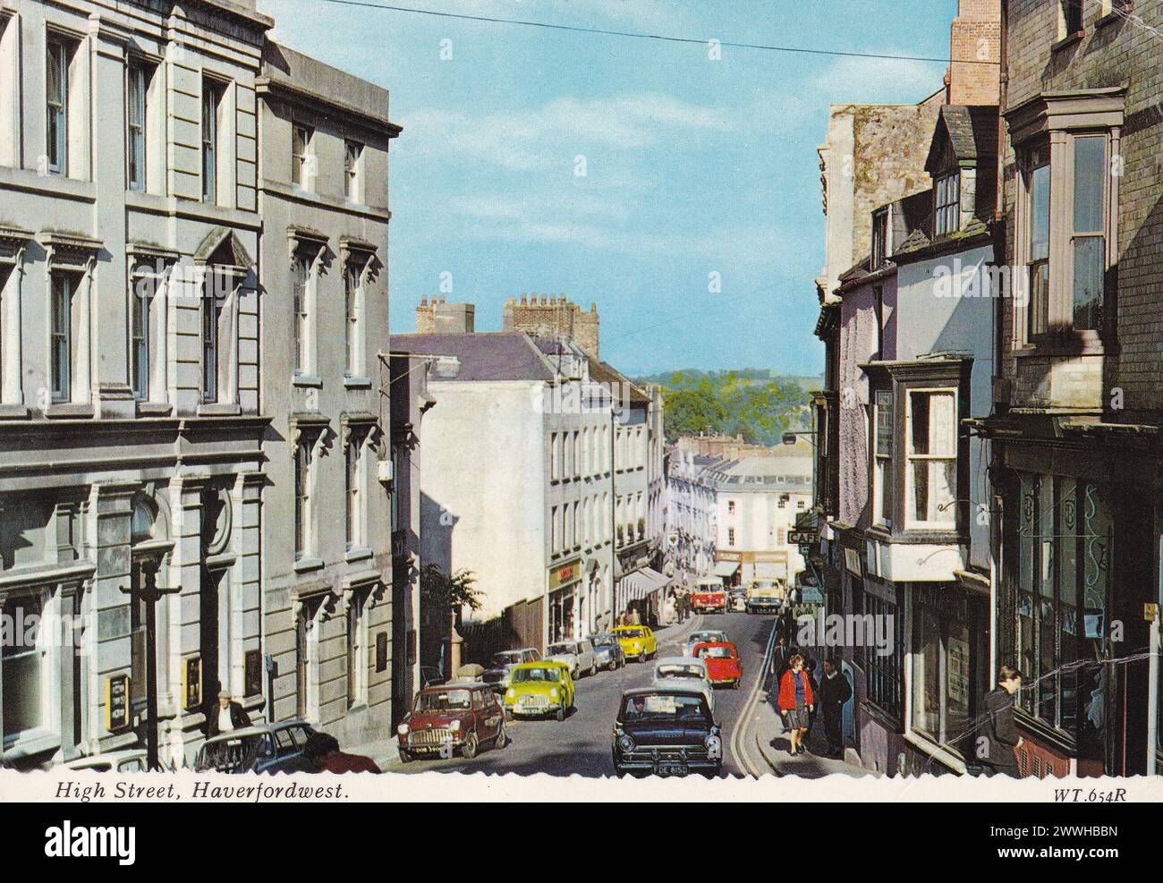 Vintage postcard of High Street, Haverfordwest, 1960s Stock Photo - Alamy