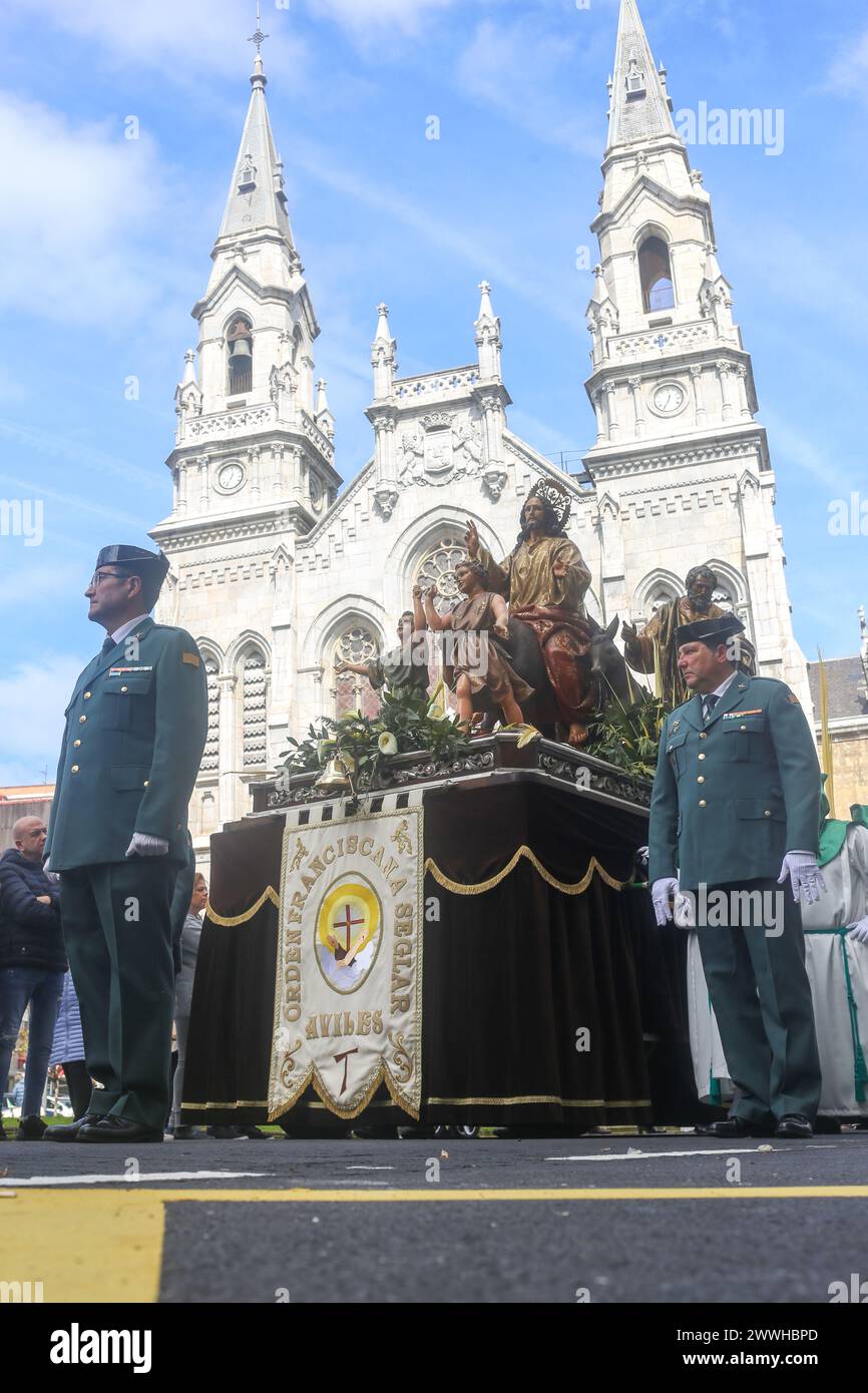 Aviles, Spain, March 24th, 2024: The image of "Jesus entering Jerusalem ...