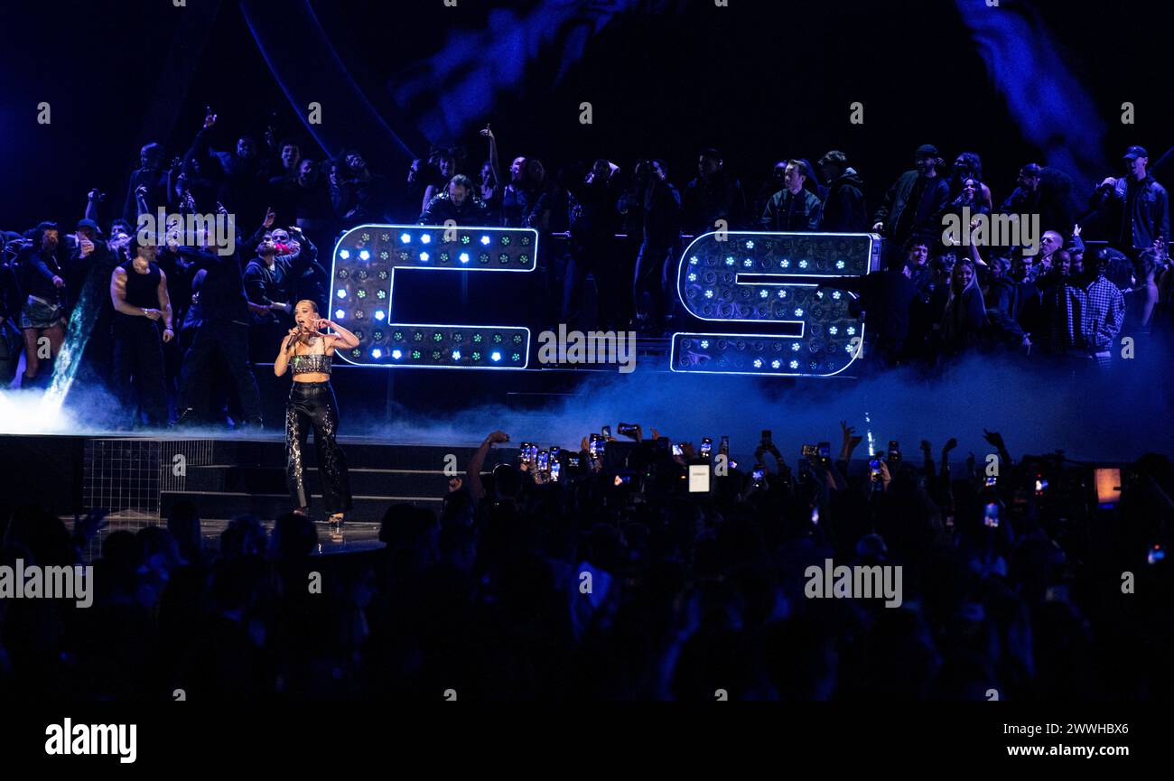 Becky Hill and Chase & Status performing live at the 2024 BRIT awards ...